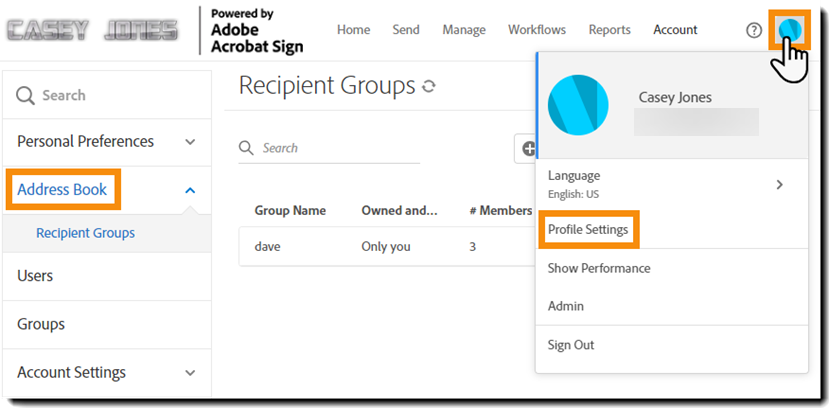 Reusable recipient groups